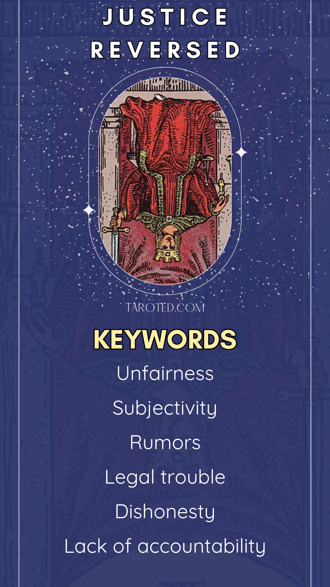Justice Reversed Tarot Card Meaning